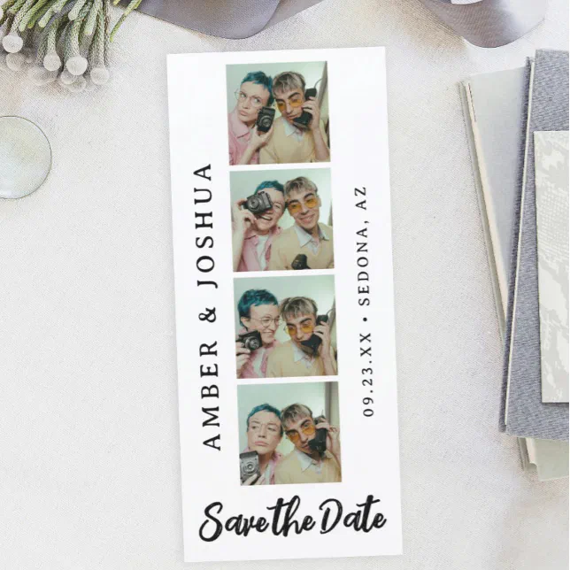 Bookmark Photo Booth Modern Save The Date | Zazzle