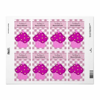 Bookplate Label Teens Kids Book Pink Cupcake Check | Zazzle