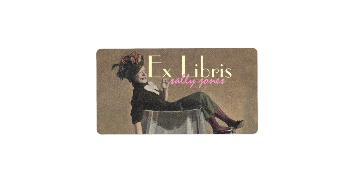 Bookplate Labels Cute Funny Lady Vintage Ex Libris | Zazzle