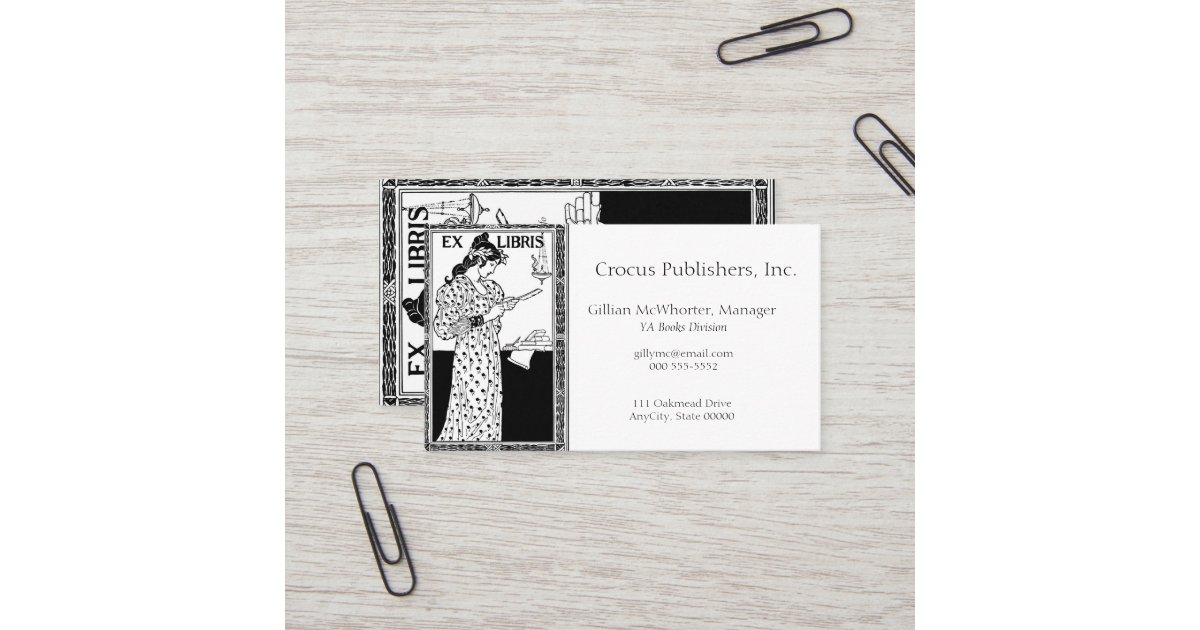 Bookplate of woman business card | Zazzle