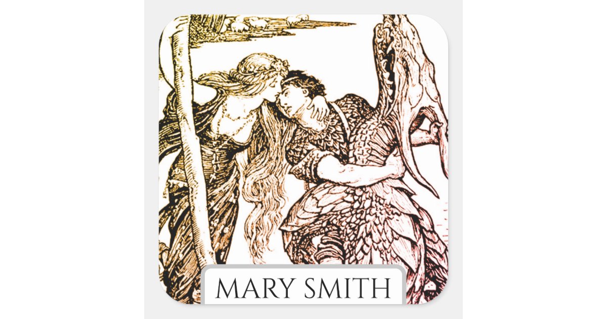 Bookplate, Personalized, Victorian Reproduction Sq Square Sticker | Zazzle