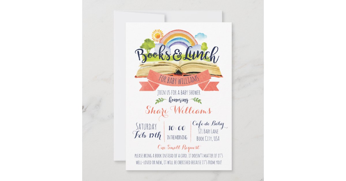 Books and Lunch Baby Shower Invitation | Zazzle