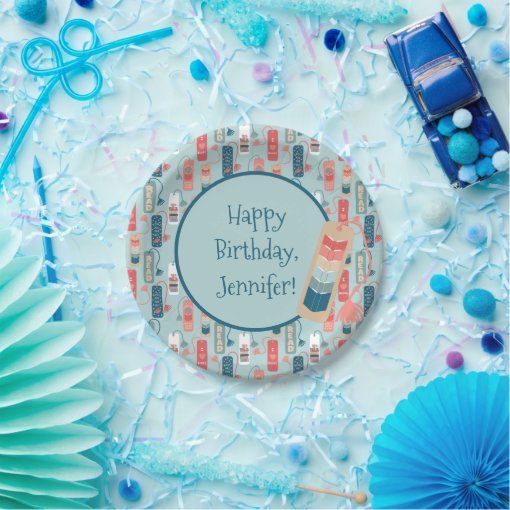 Books and Reading Bookmarks Illustrated Birthday Paper Plates | Zazzle