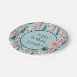 Books and Reading Bookmarks Illustrated Birthday Paper Plates | Zazzle