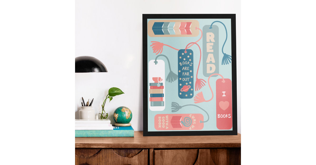 Books and Reading Themed Bookmarks Illustrated Poster | Zazzle