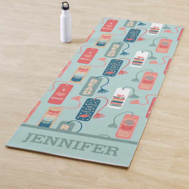 Books and Reading Themed Bookmarks Patterned Yoga Mat | Zazzle
