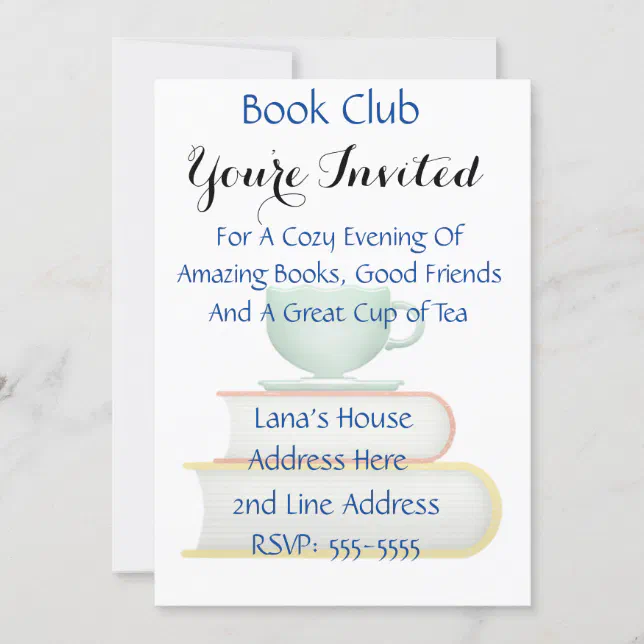 Books and Tea Book Club Invitation | Zazzle
