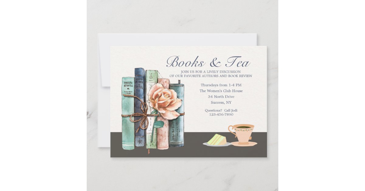 Books and Tea Book Club Invitation | Zazzle