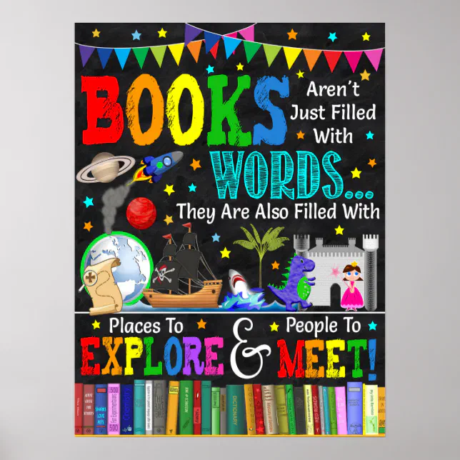 Books Are More Than Words Library Poster | Zazzle
