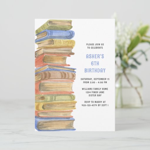 Books Birthday Party Invitation | Zazzle