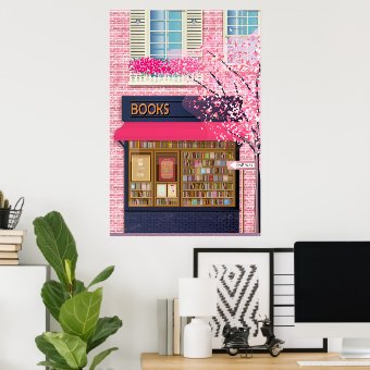 Books | Bookstore | Illustration Poster | Zazzle