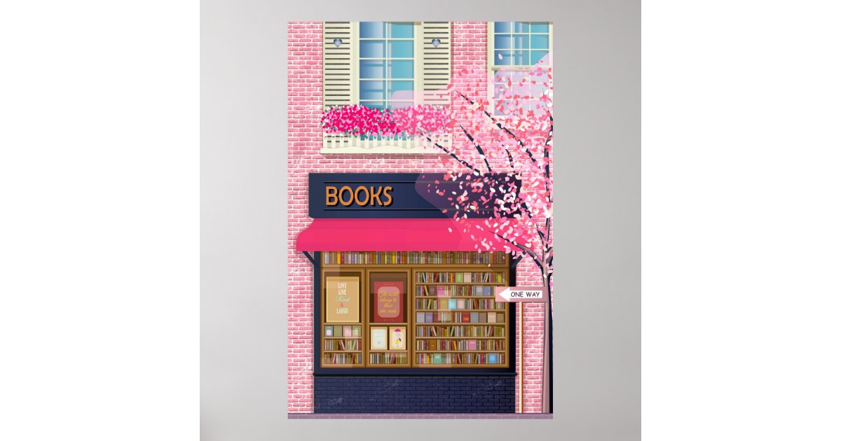 Books | Bookstore | Illustration Poster | Zazzle