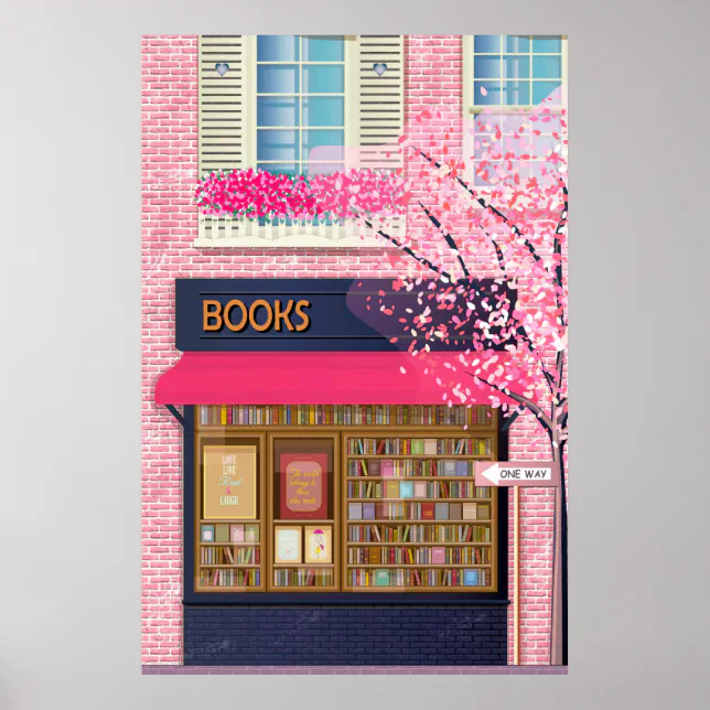 Books | Bookstore | Illustration Poster | Zazzle