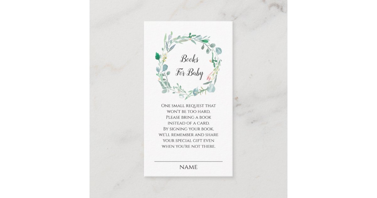 Books For Baby Baby Shower Floral Enclosure Card | Zazzle