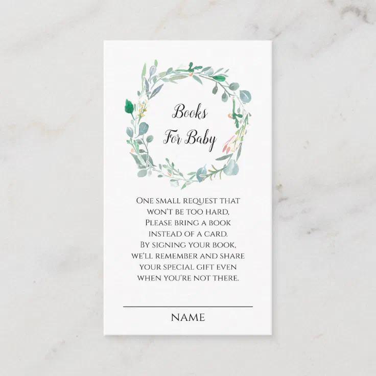Books For Baby Baby Shower Floral Enclosure Card | Zazzle