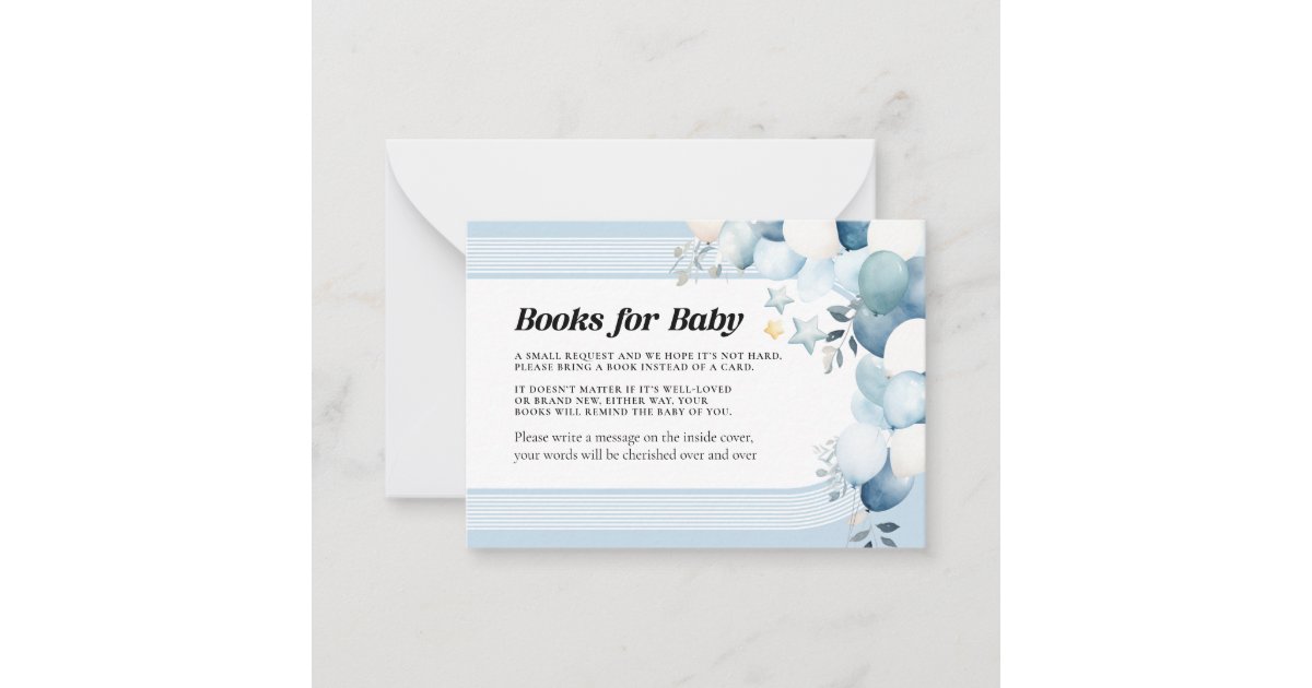 Books for Baby Blue Baby Shower Card | Zazzle