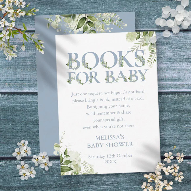 Books For Baby Book Request Blue Baby Shower Enclosure Card | Zazzle