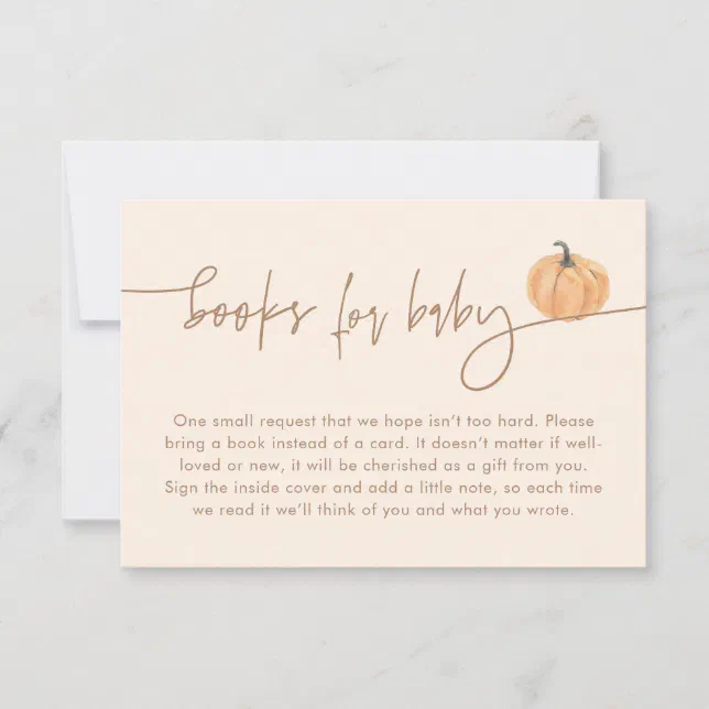 Books for Baby Card | Fall Pumpkin Baby Shower | Zazzle