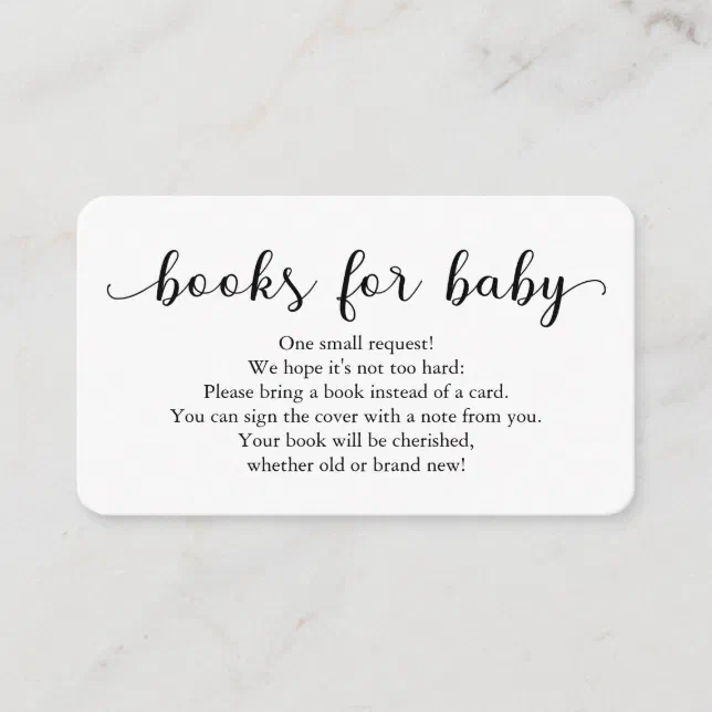Books for Baby Card Insert for Baby Shower | Zazzle