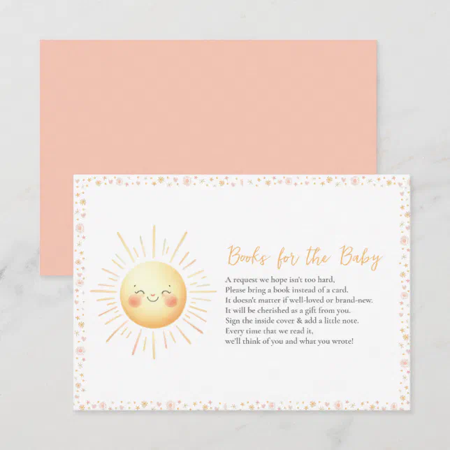 Books for Baby Cute Sunshine Theme Baby Shower Enclosure Card | Zazzle