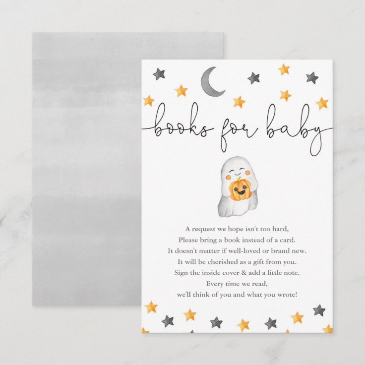 Books for Baby Halloween ghost baby shower Enclosure Card | Zazzle