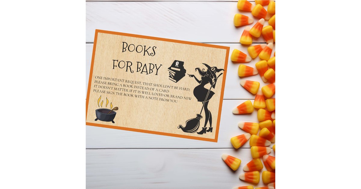 Books for Baby Halloween Pregnant witch Shower Enclosure Card | Zazzle