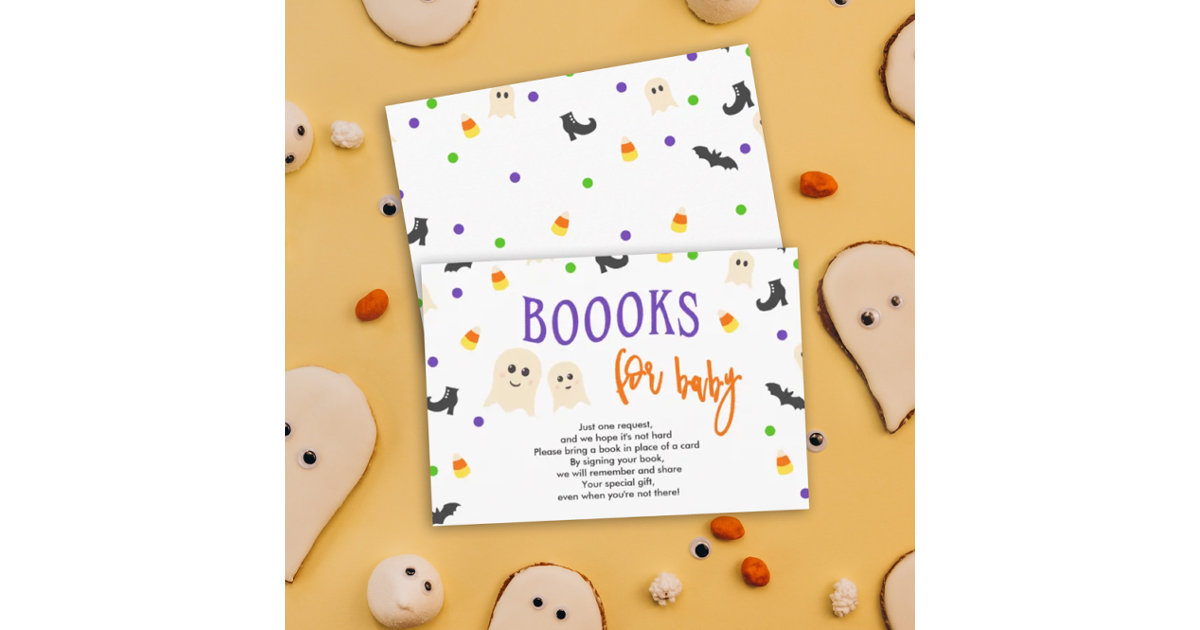 Books for Baby Halloween Shower Baby Book Request Enclosure Card | Zazzle