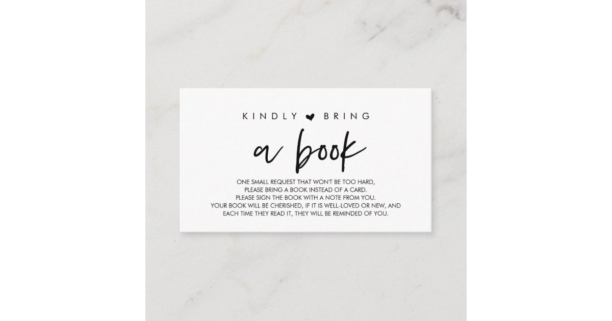 Books for the baby, Modern Please bring a book Enc Enclosure Card | Zazzle