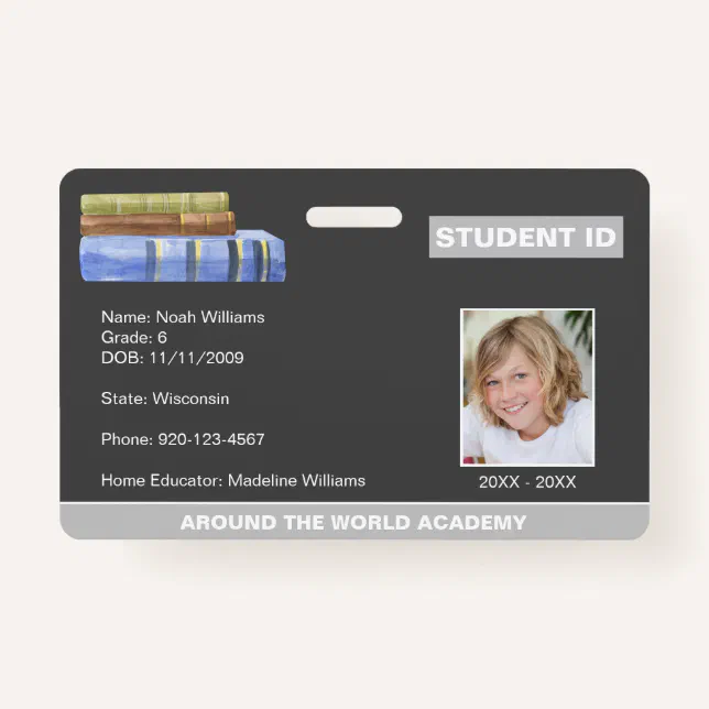 Books Homeschool Student ID Badge | Zazzle
