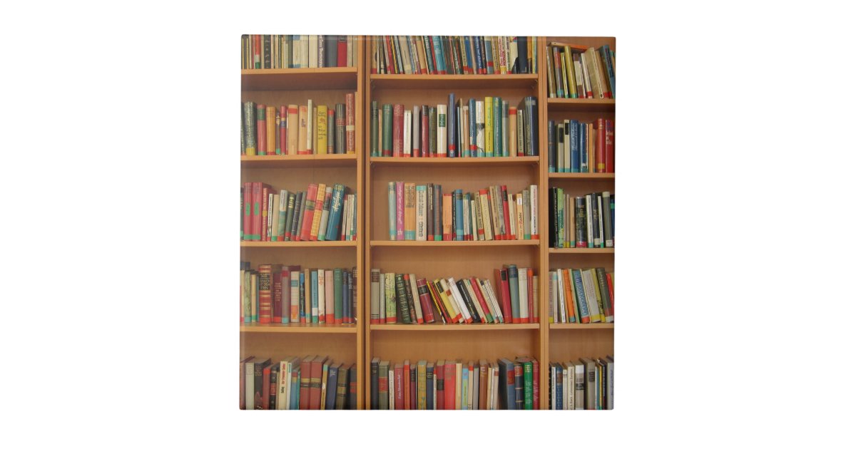 Books in the bookshelf tile | Zazzle