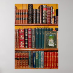 books library bookshelf bookshop poster | Zazzle