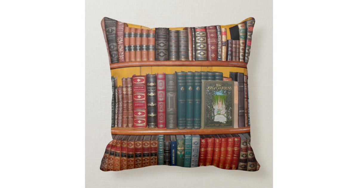 books library bookshelf bookshop throw pillow | Zazzle.com