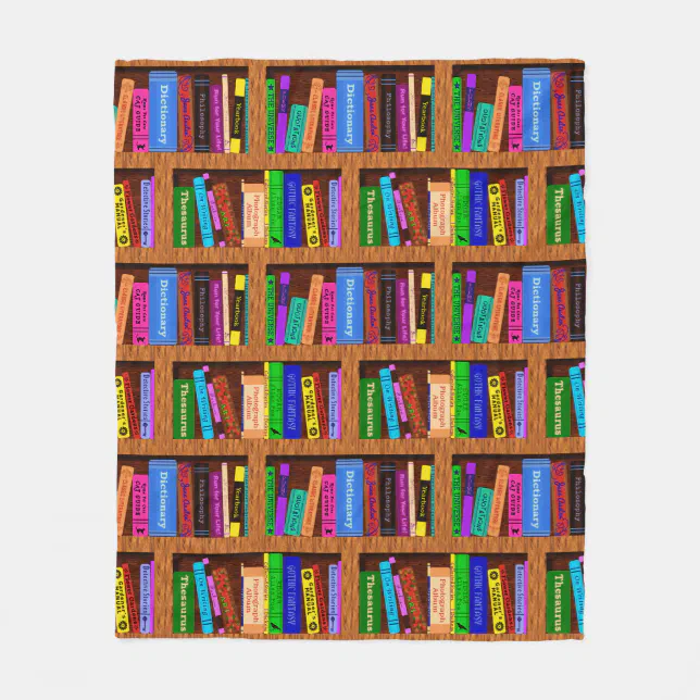 Books Library Bookshelf Pattern for Readers Fleece Blanket | Zazzle