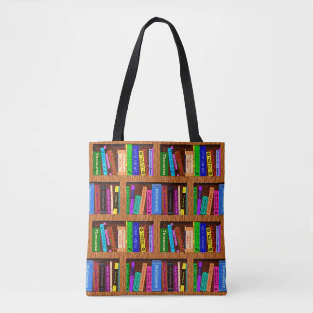 Books Library Bookshelf Pattern for Readers Tote Bag | Zazzle