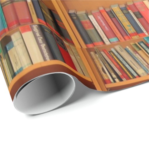 Books on Bookshelf Background Wrapping Paper | Zazzle