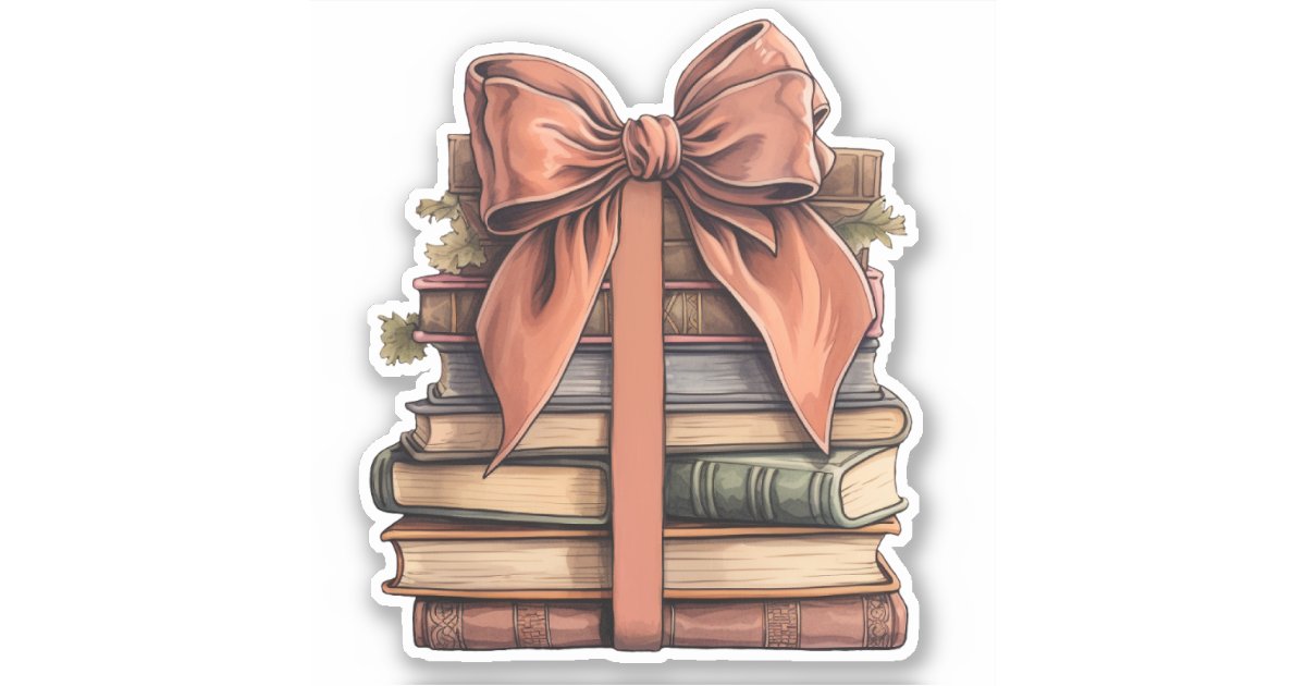 Books with Bow Sticker | Zazzle