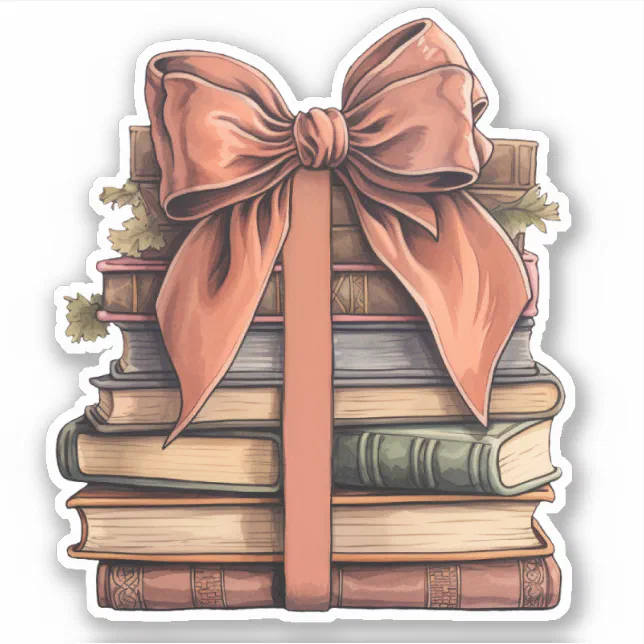 Books with Bow Sticker | Zazzle
