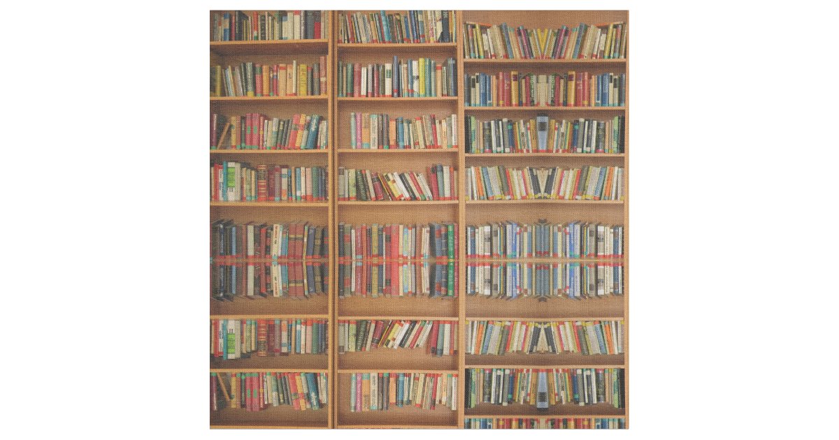 Bookshelf background fabric | Zazzle