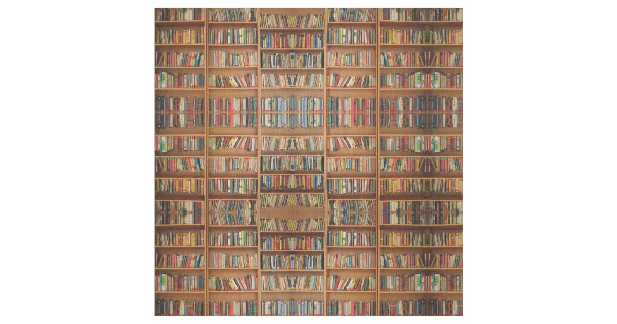 Bookshelf background fabric | Zazzle