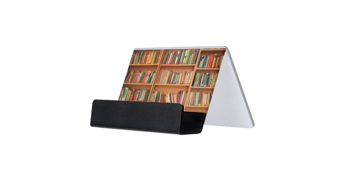 Bookshelf Books Library Bookworm Reading Desk Business Card Holder | Zazzle