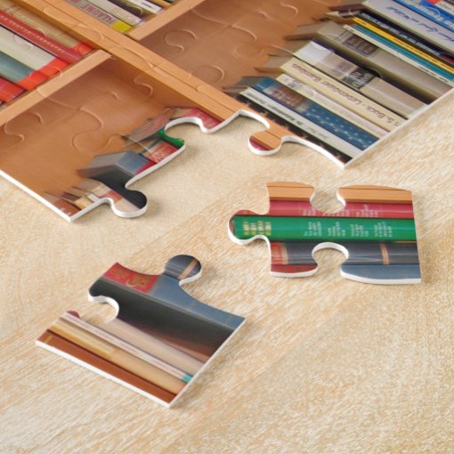 Bookshelf Books Library Bookworm Reading Jigsaw Puzzle | Zazzle