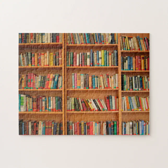 Bookshelf Books Library Bookworm Reading Jigsaw Puzzle | Zazzle