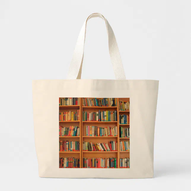 Bookshelf Books Library Bookworm Reading Large Tote Bag | Zazzle