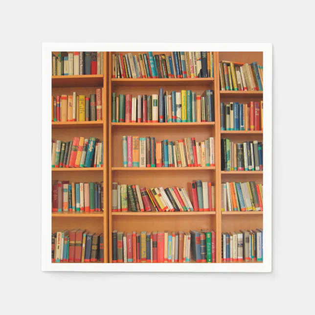Bookshelf Books Library Bookworm Reading Paper Napkins | Zazzle