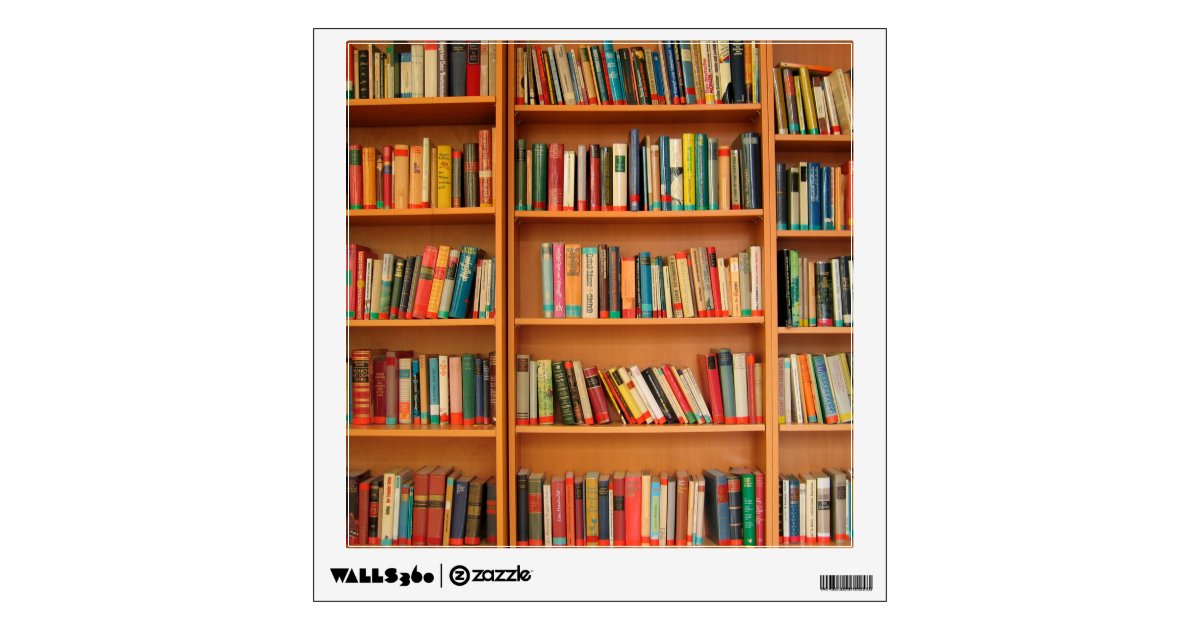 Bookshelf Books Library Bookworm Reading Wall Sticker | Zazzle