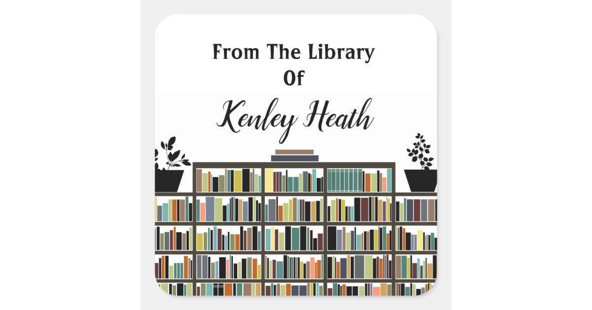 Bookshelf Library Book Labels | Zazzle
