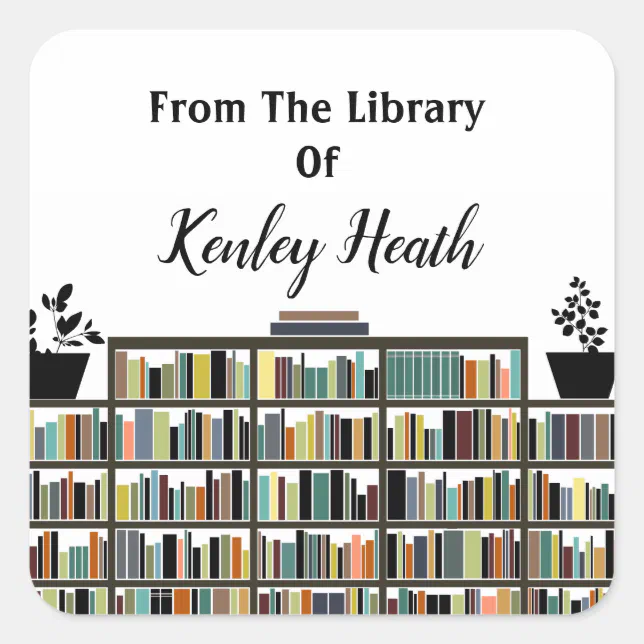 Bookshelf Library Book Labels | Zazzle