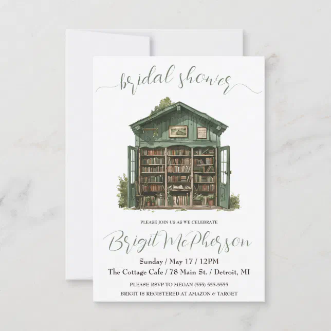 Bookshelves, Chapter, Cottagecore, Bridal Shower Invitation | Zazzle
