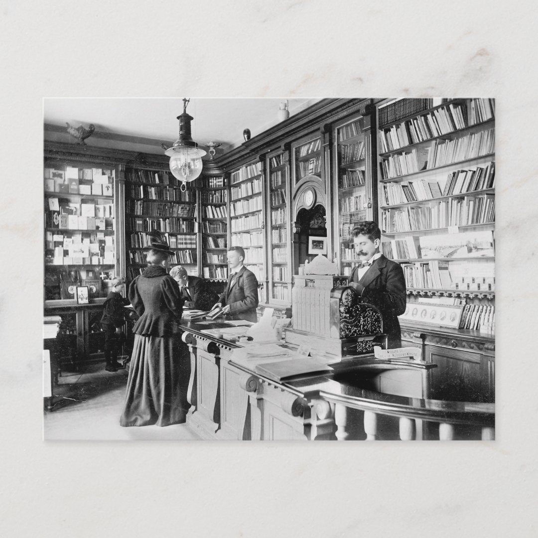 Bookstore, 1895 postcard | Zazzle
