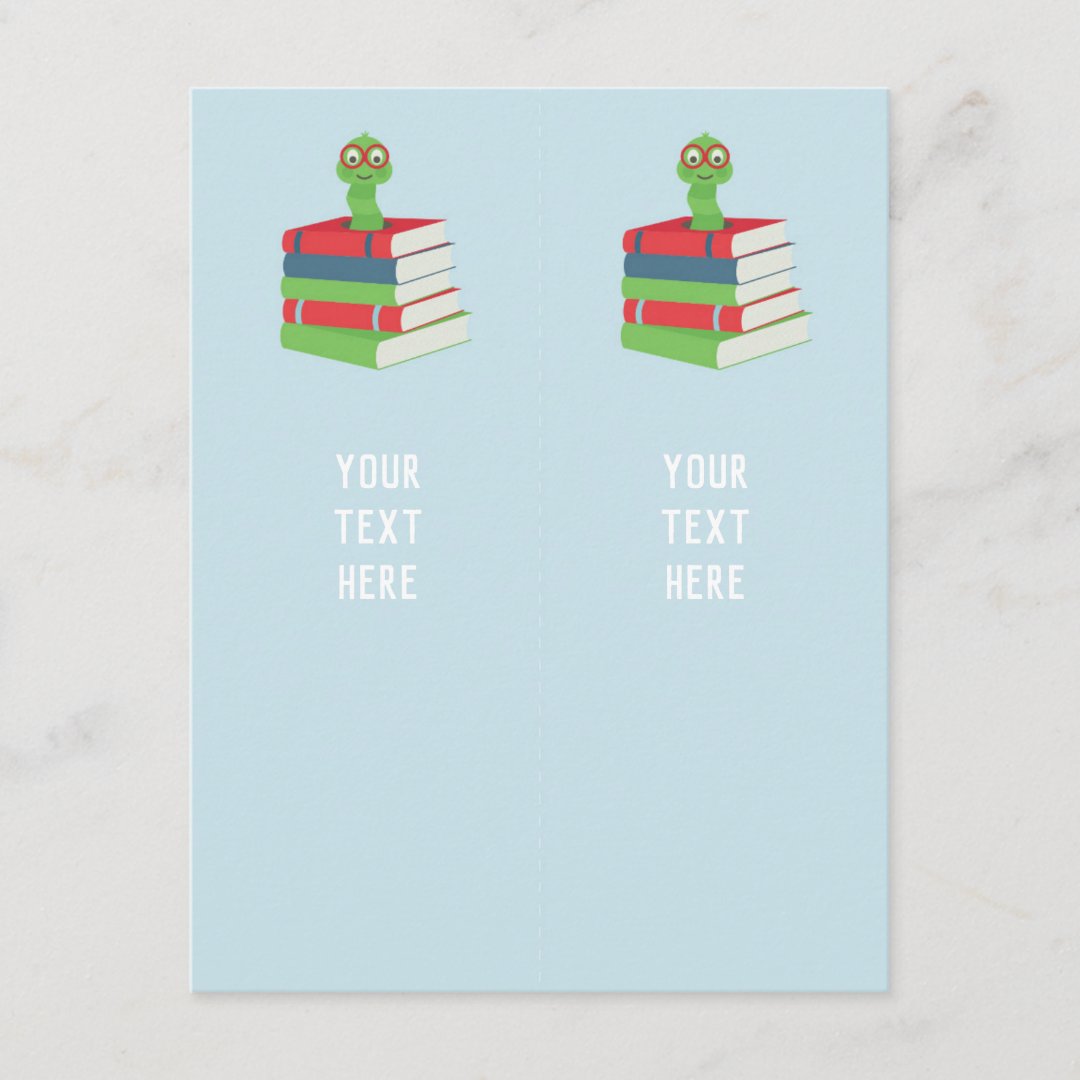 Bookworm Baby Shower Blue 2x Bookmarks Enclosure Card | Zazzle